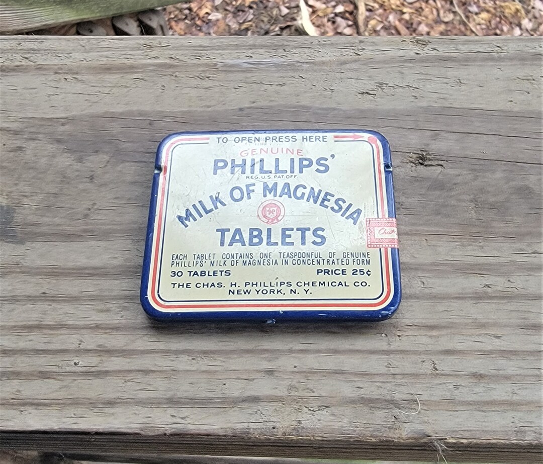 Phillips Milk of Magnesia Tablets Tin. 1940s - Etsy