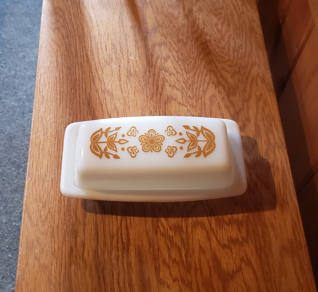 Pyrex Golden Butterfly Butter Dish - Etsy