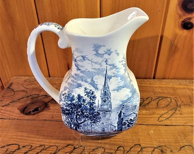 Liberty Blue Staffordshire Pitcher With Old North Church Scene. - Etsy