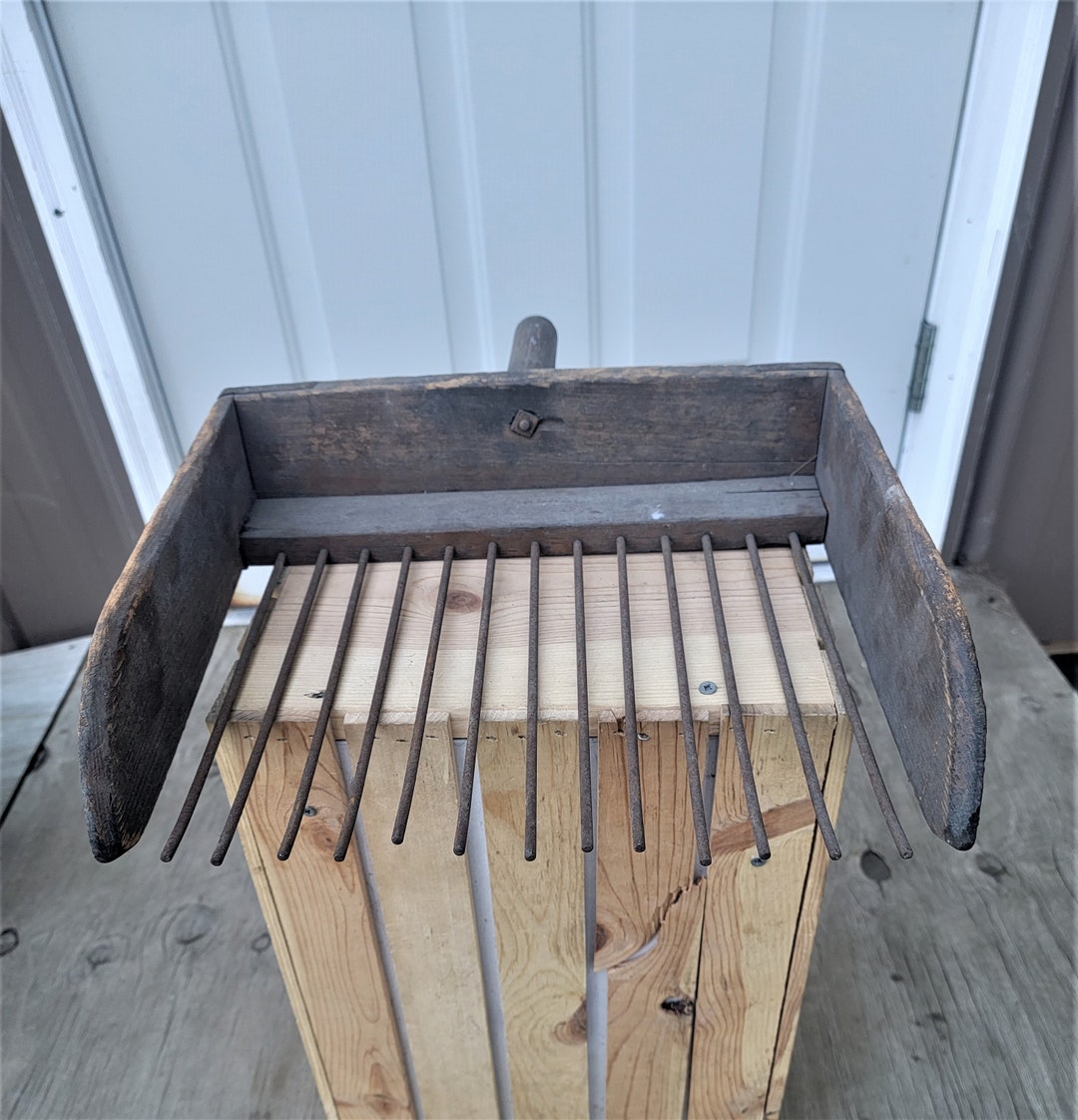 Clam/cranberry Rake/sifter With Wooden Frame Work and Steel Tongs. It ...