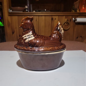 Hull Large 10 Brown Drip Hen on A Nest Casserole/baking Dish - Etsy