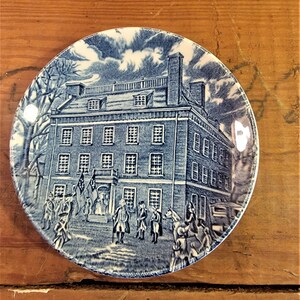 4 Liberty Blue Staffordshire Ironstone Coasters With 4 Different Scenes ...