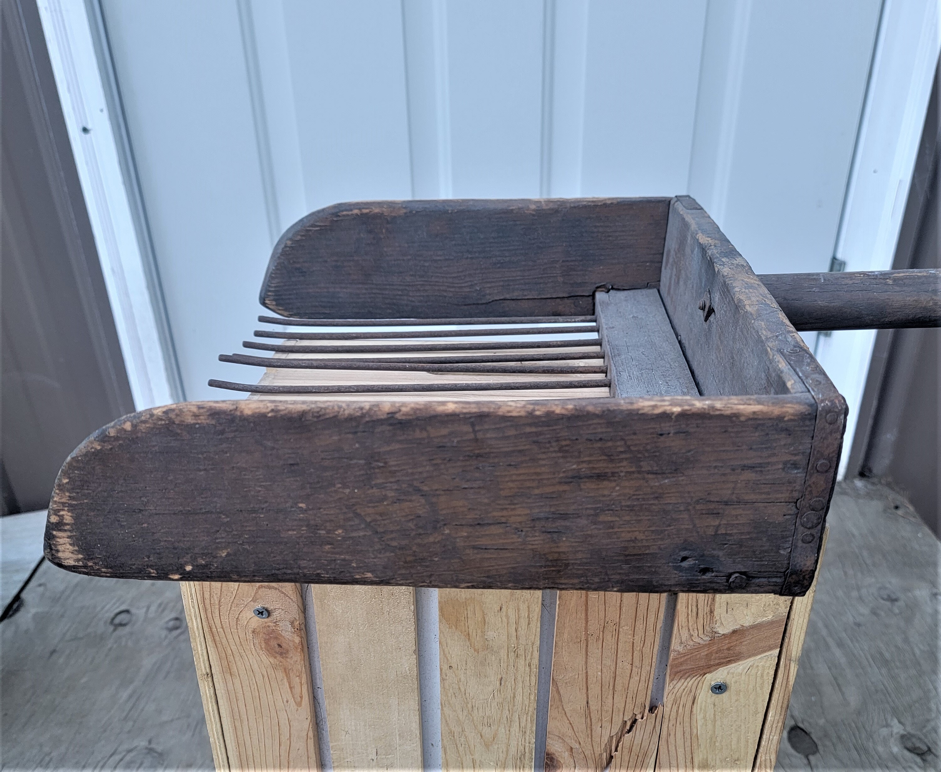 Clam/cranberry Rake/sifter With Wooden Frame Work and Steel Tongs. It ...
