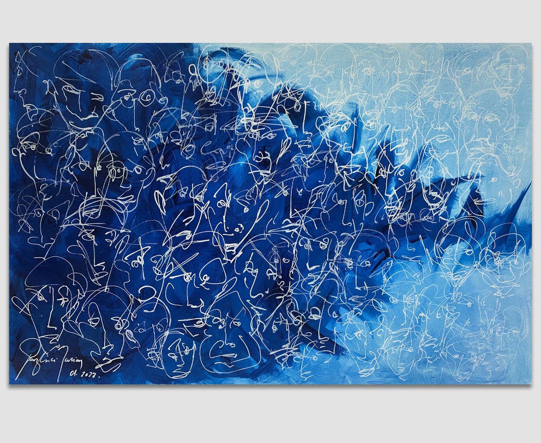 Blue Expressions No.9 Original Gemälde Erstellt von Iulian Draghici w77 ...