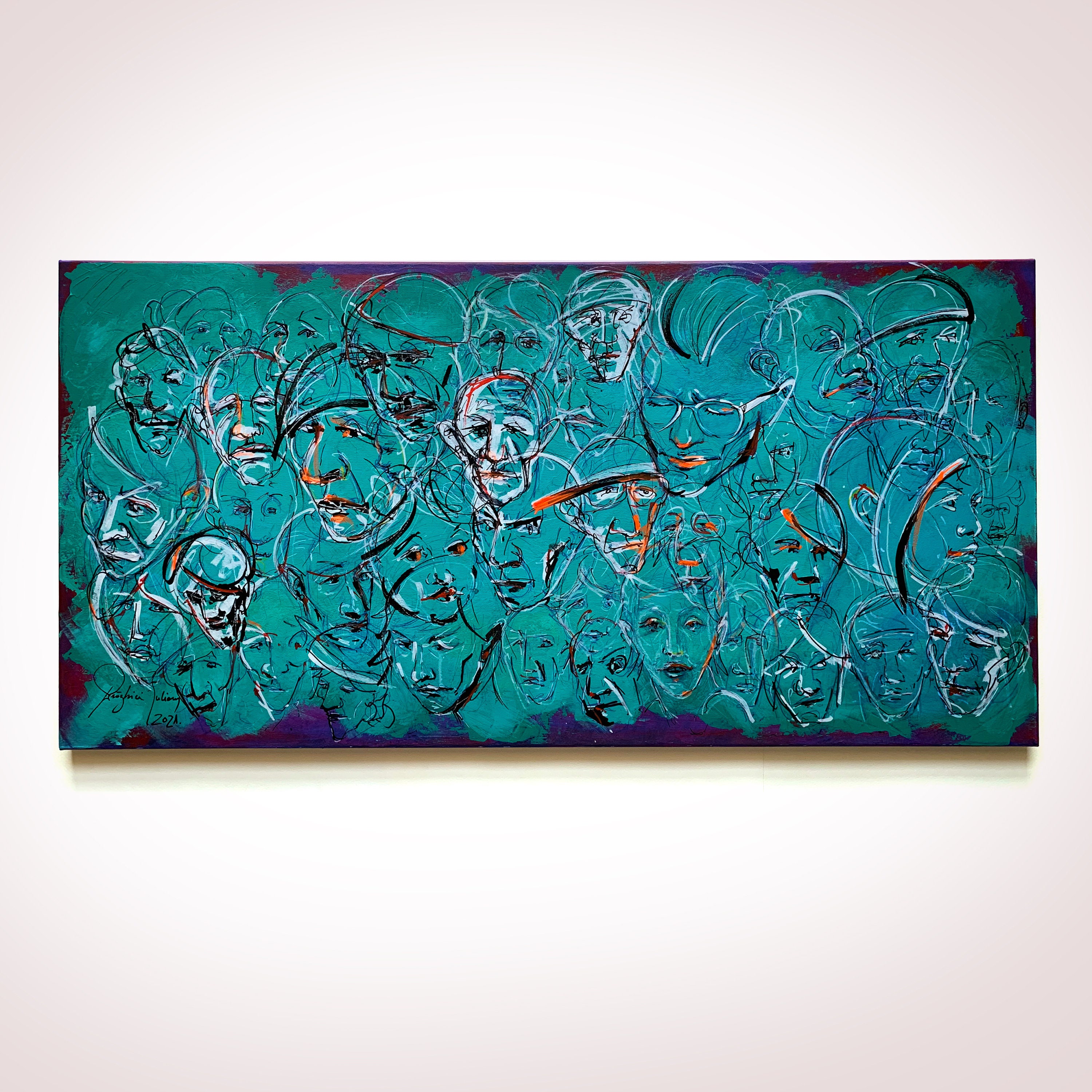 Blue Expressions 3 Original painting Created by Iulian Draghici w100 x ...