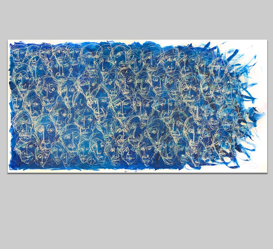 Blue Expressions No.10 Original Painting Created by Iulian Draghici W ...