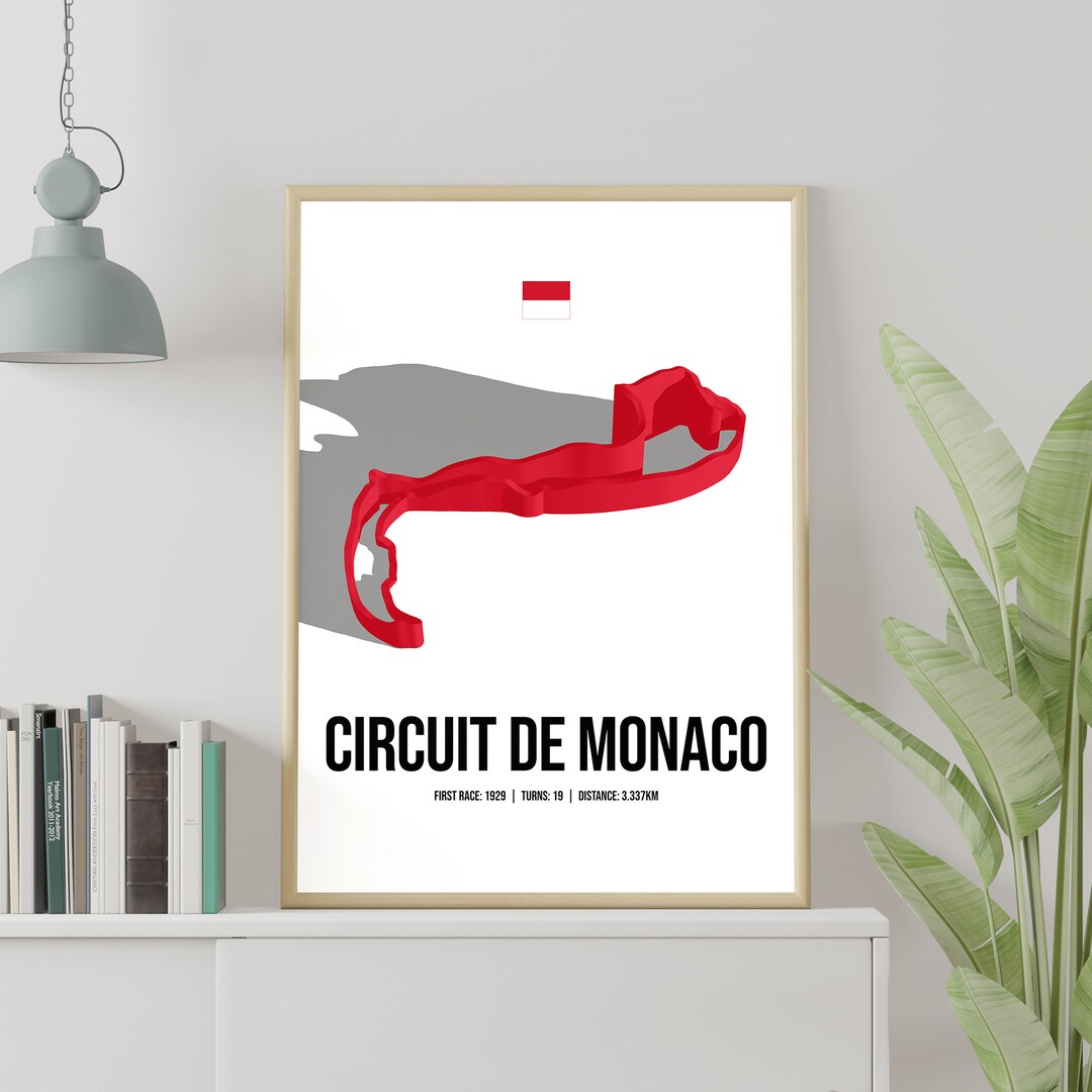 F1 Formula 1 Race Track Circuit Map Print Poster Monaco Wall Decor Art ...