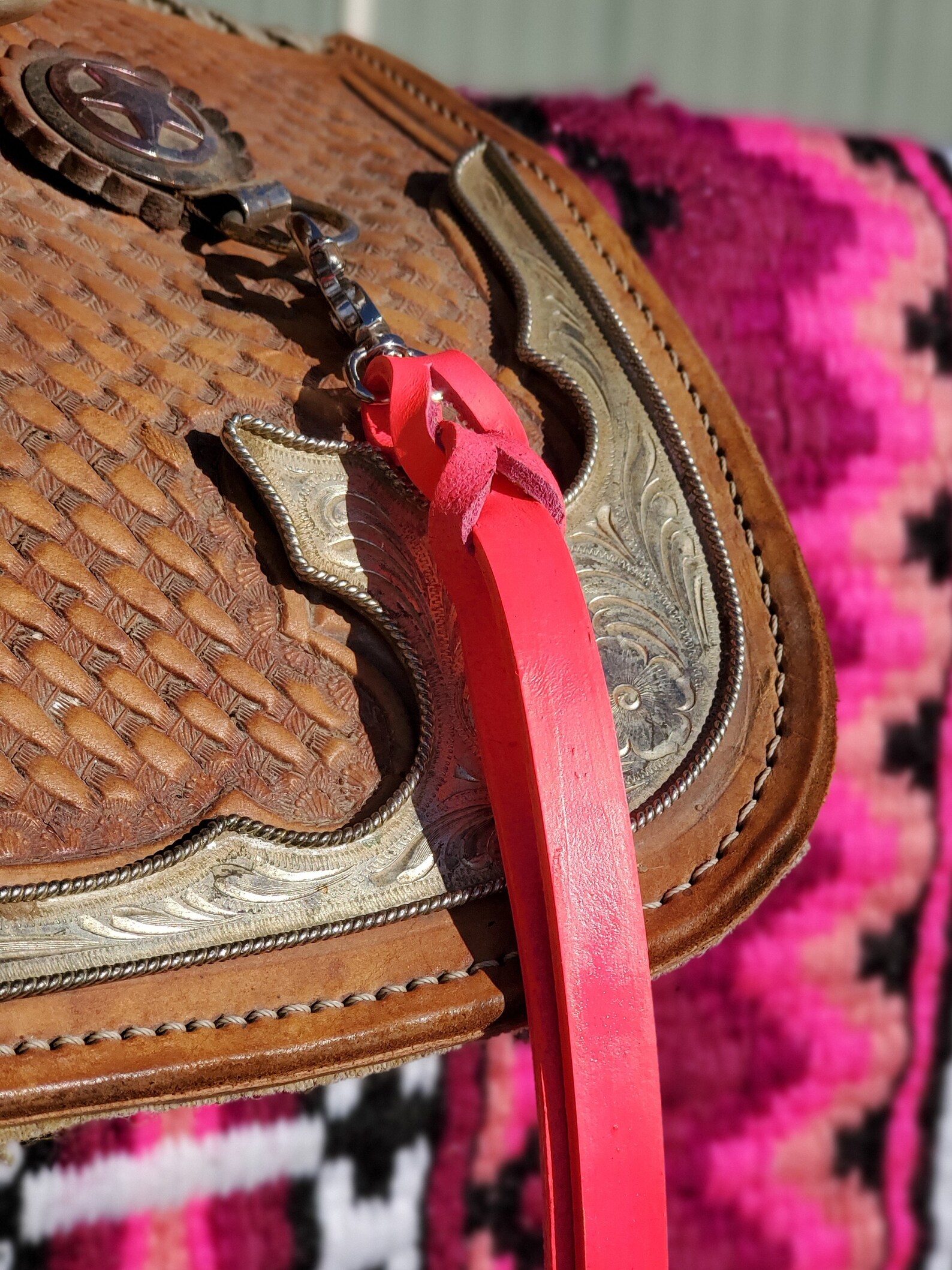 HOT PINK Saddle Strings Leather Tie-on Straps Western Tack - Etsy