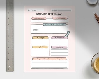 Printable Interview Prep Worksheet - Etsy