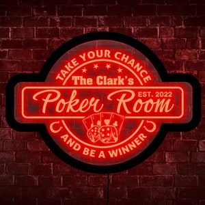 Poker Room Custom Sign, Personalized Poker Room Sign, Poker Room Neon ...