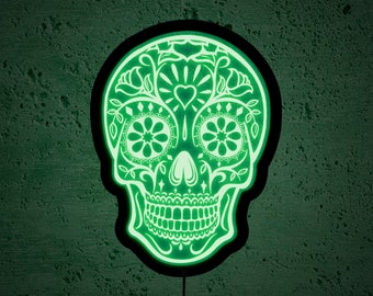 Sugar Skull Neon Light - Etsy