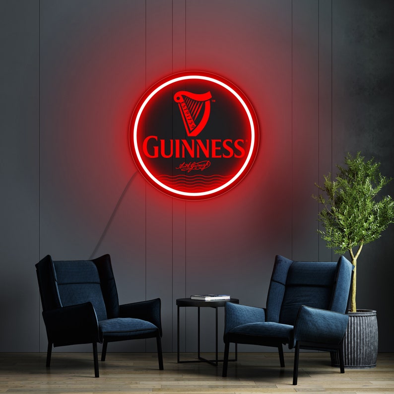 Guinness Neon Sign, Guinness Light Sign, Guinness Logo, Bar Neon Sign ...