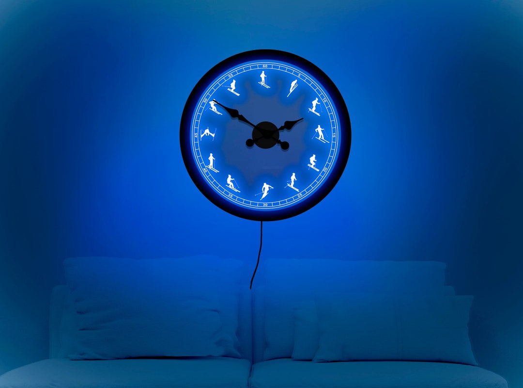Ski Wall Clock, Skier Wall Clock, Ski Wall Decor, Modern Wall Clock ...