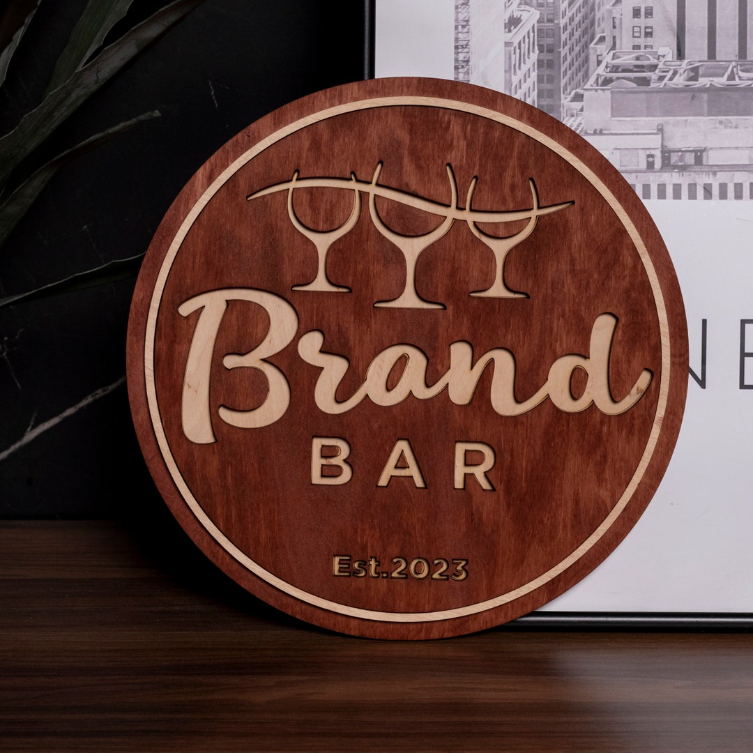 Wooden Bar Sign, Custom Bar Sign for Home Bar, Round Bar Signs, Pub ...