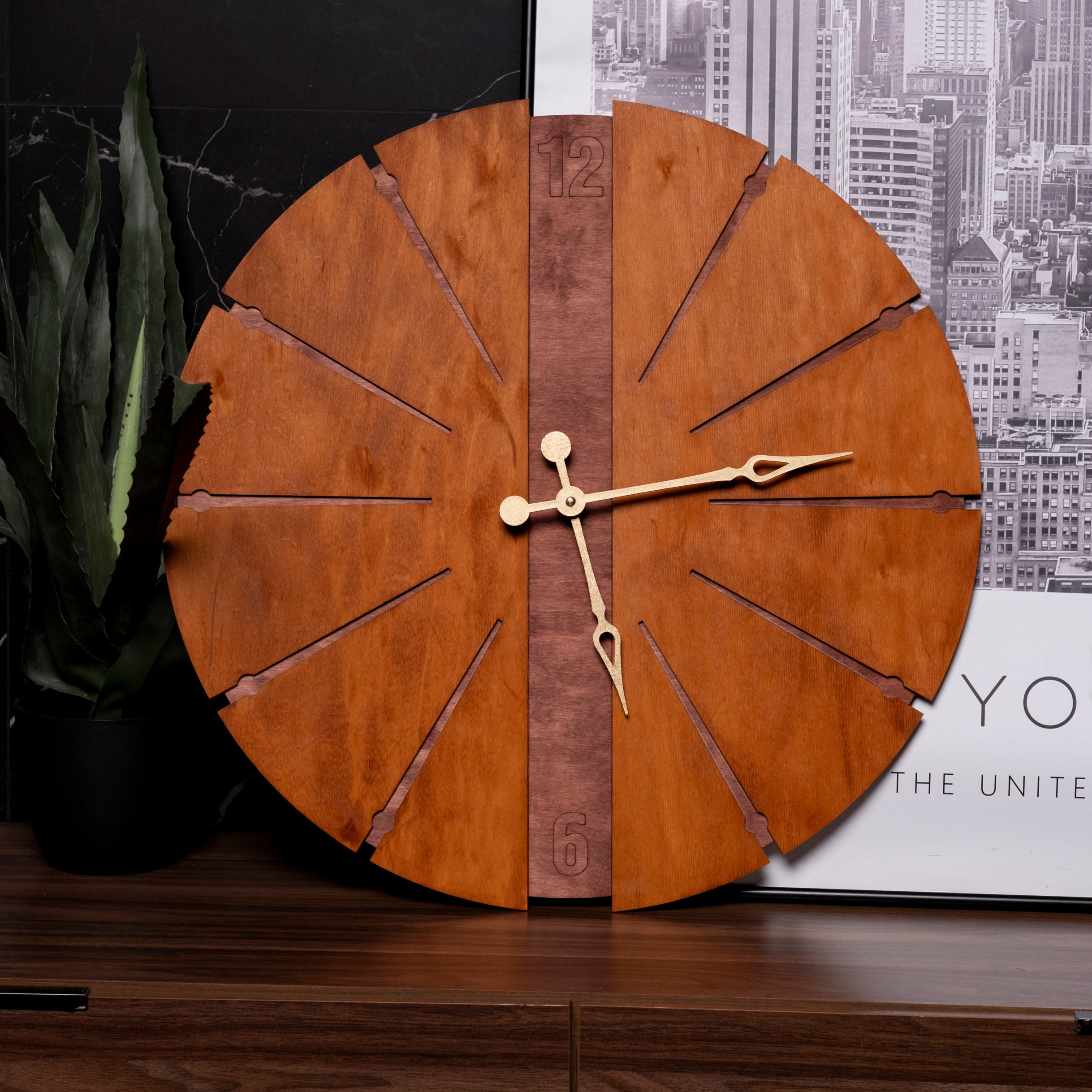 Wooden Wall Clock, Abstract Wall Clock, Decorative Wall Clock, Unique ...