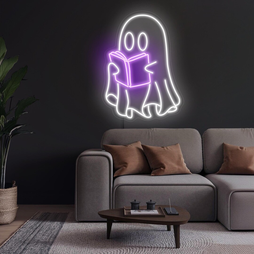Ghost Neon Sign, Reading Ghost Sign, Ghost Led Sign, Kids Room Neon ...