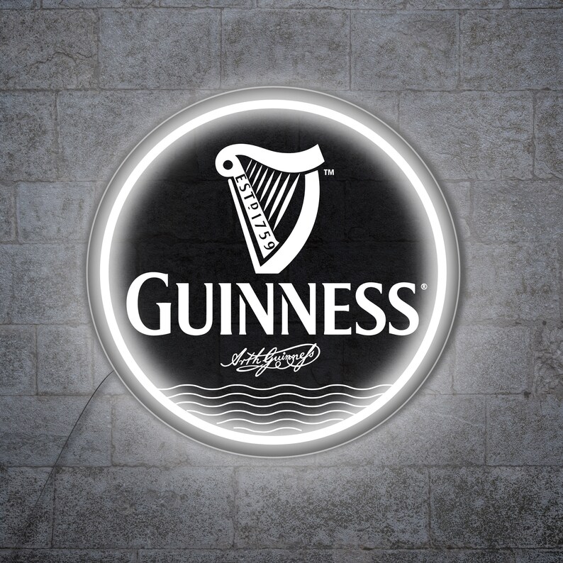Guinness Neon Sign, Guinness Light Sign, Guinness Logo, Bar Neon Sign ...