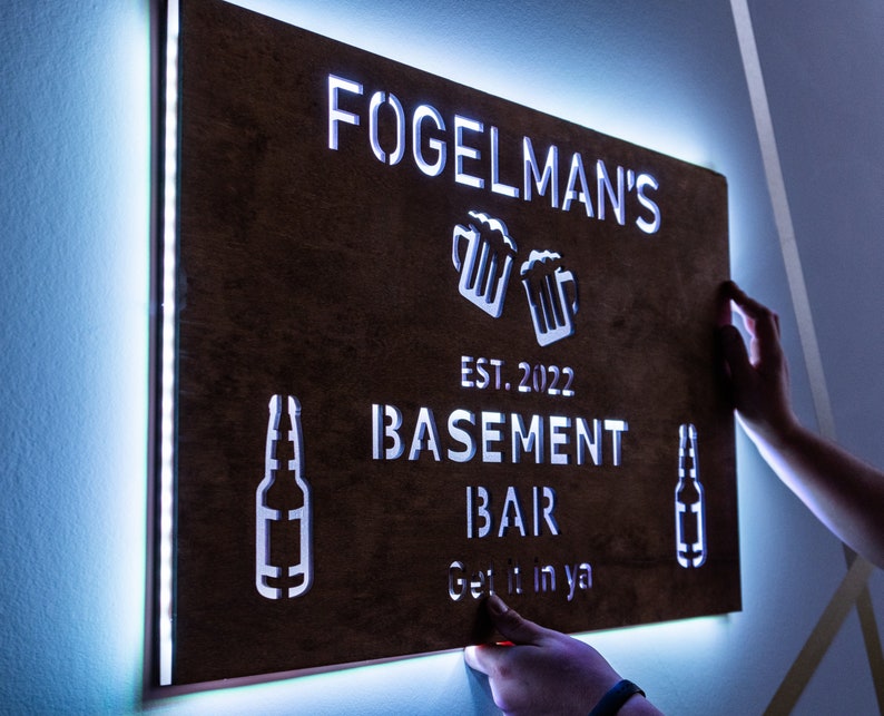 Personalized Basement Bar Sign, Basement Bar Light, Custom Bar Led Sign ...