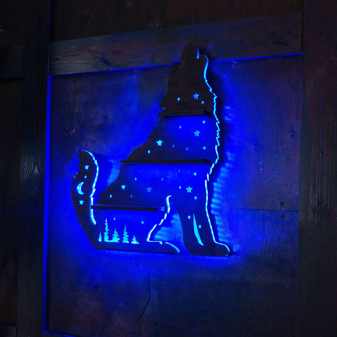 Wolf Shelf, Wolf Led Sign, Wolf Neon Sign, Wolf Crystal Shelf, Shelf ...