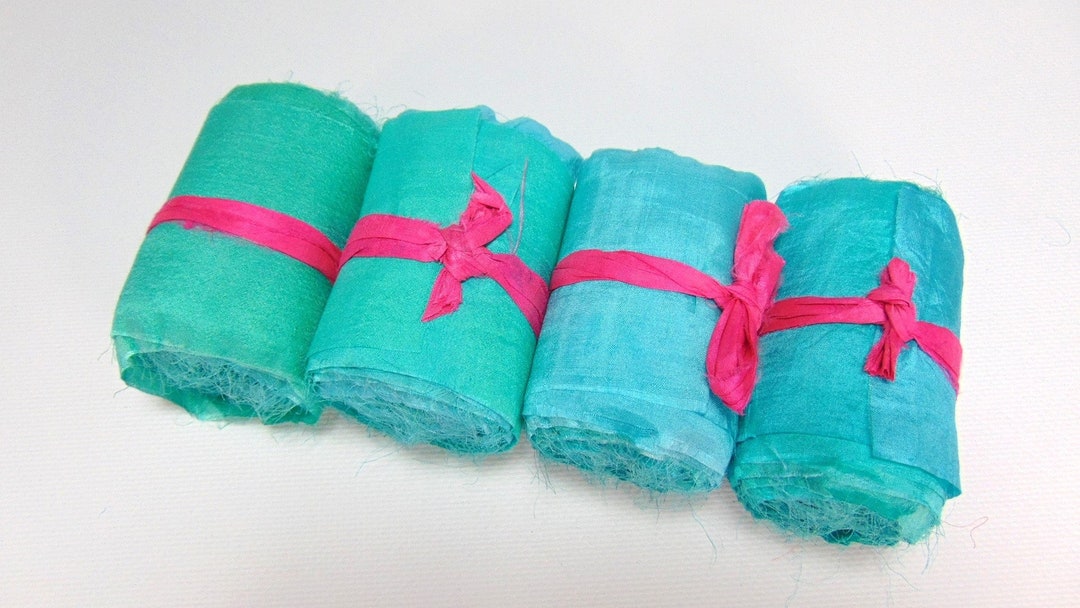 Sari Silk Roll Bright Sea Green - Silk Chiffon Roll - Recycled Silk ...