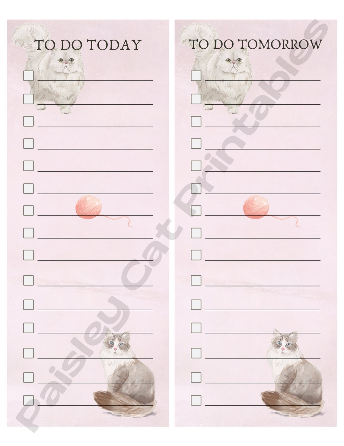 TO DO LISTS Pack, 4 Different Designs, Cats, Instant Download, Print ...
