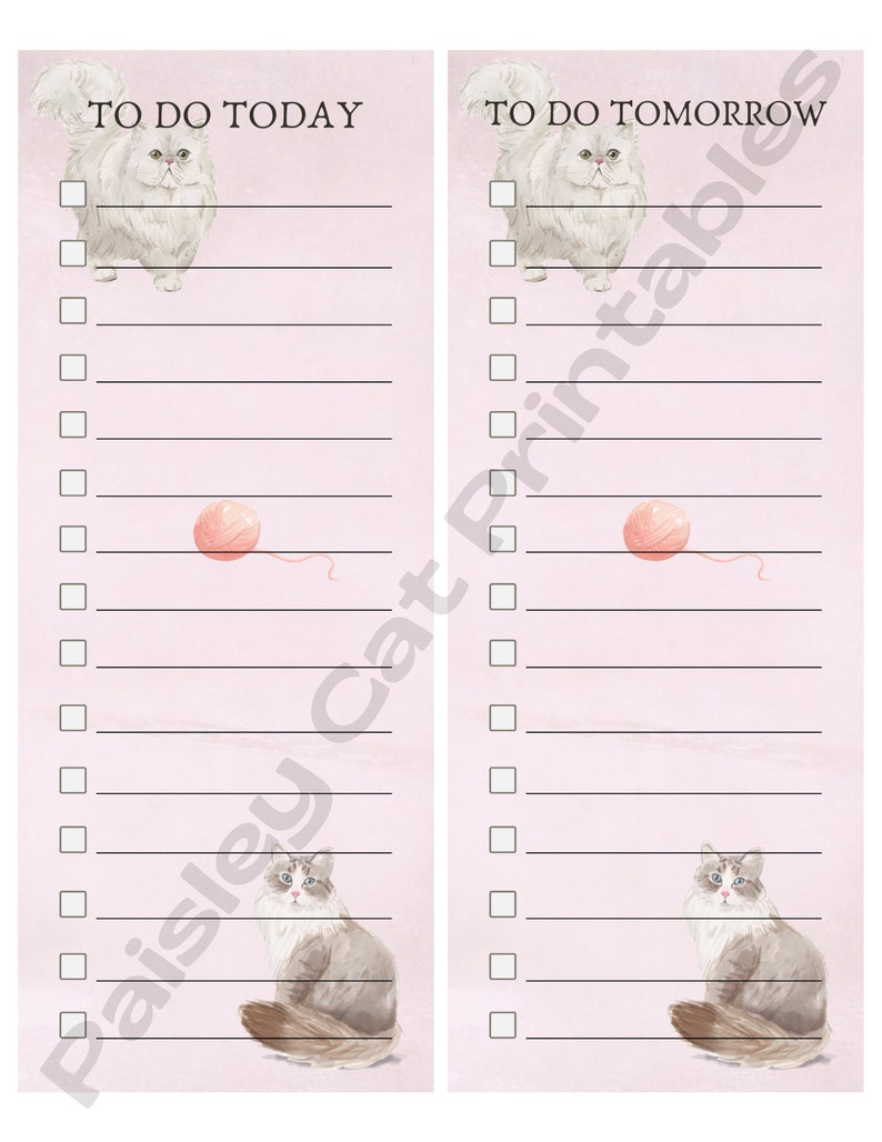 TO DO LISTS Pack, 4 Different Designs, Cats, Instant Download, Print ...