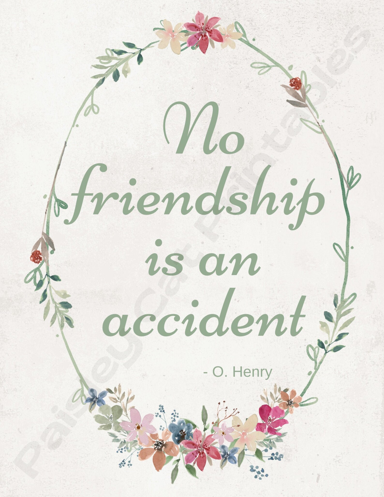No Friendship is an Accident Floral Watercolor Instant - Etsy