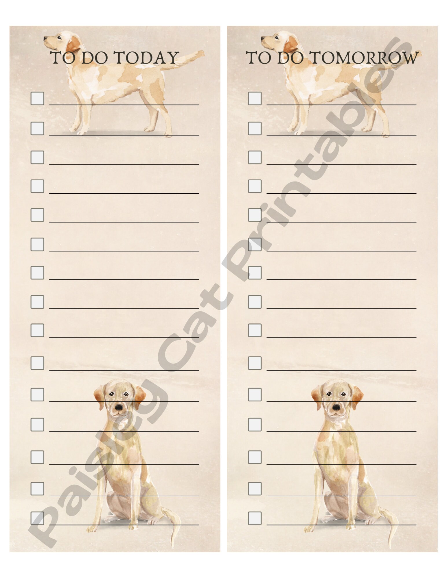 TO DO LISTS Pack, 4 Different Designs, Dogs, Instant Download, Print ...