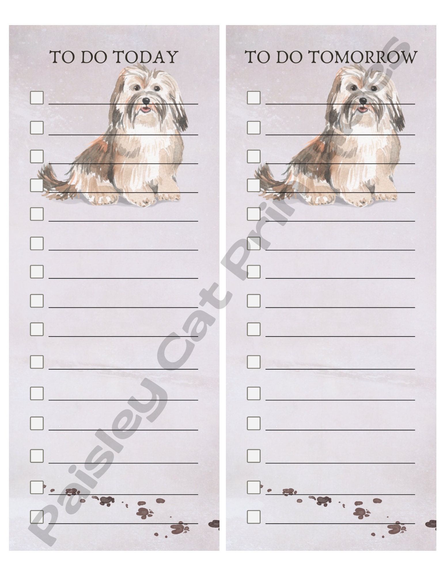 TO DO LISTS Pack, 4 Different Designs, Dogs, Instant Download, Print ...