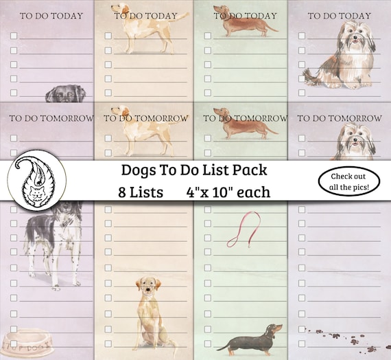 TO DO LISTS Pack 4 Different Designs Dogs Instant Download | Etsy