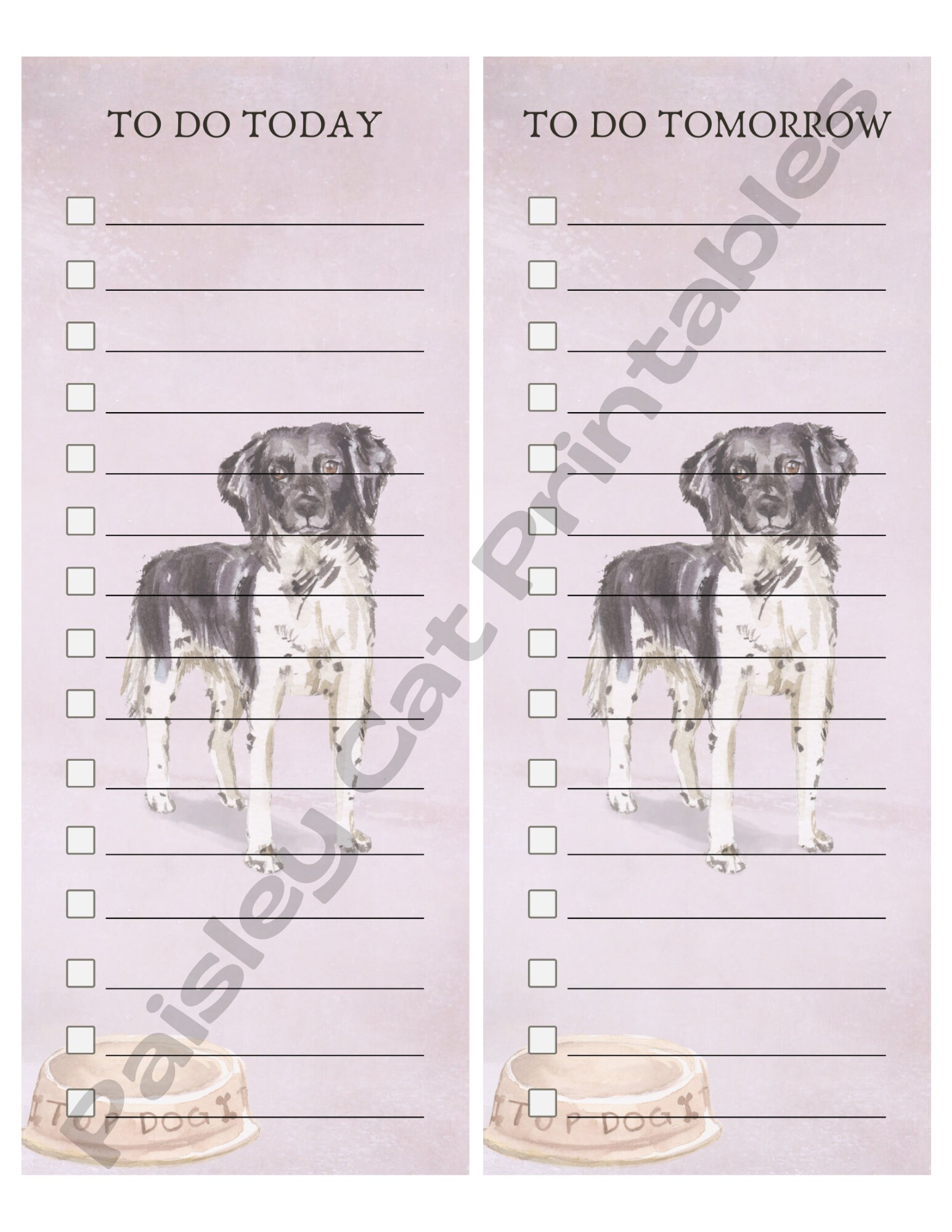 TO DO LISTS Pack, 4 Different Designs, Dogs, Instant Download, Print ...