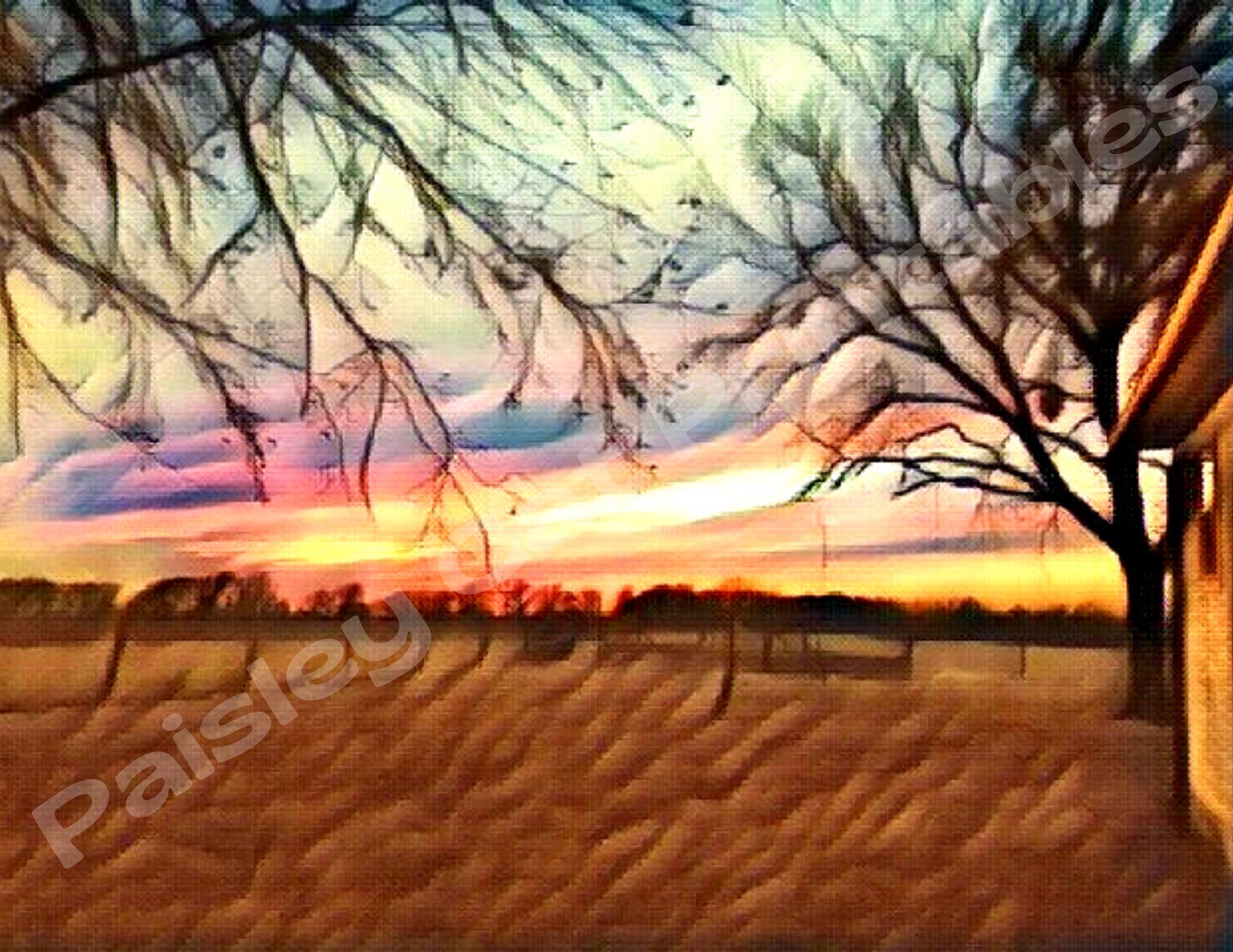 SUNSET in the COUNTRY, Printable Art, Digital Art, Instant Download ...
