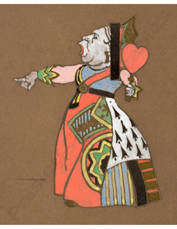 Vintage Alice In Wonderland Queen Of Hearts Poster: Alice Meets The