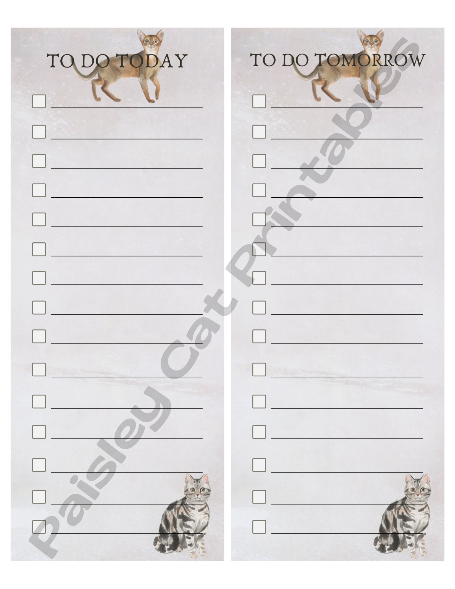 TO DO LISTS Pack, 4 Different Designs, Cats, Instant Download, Print ...
