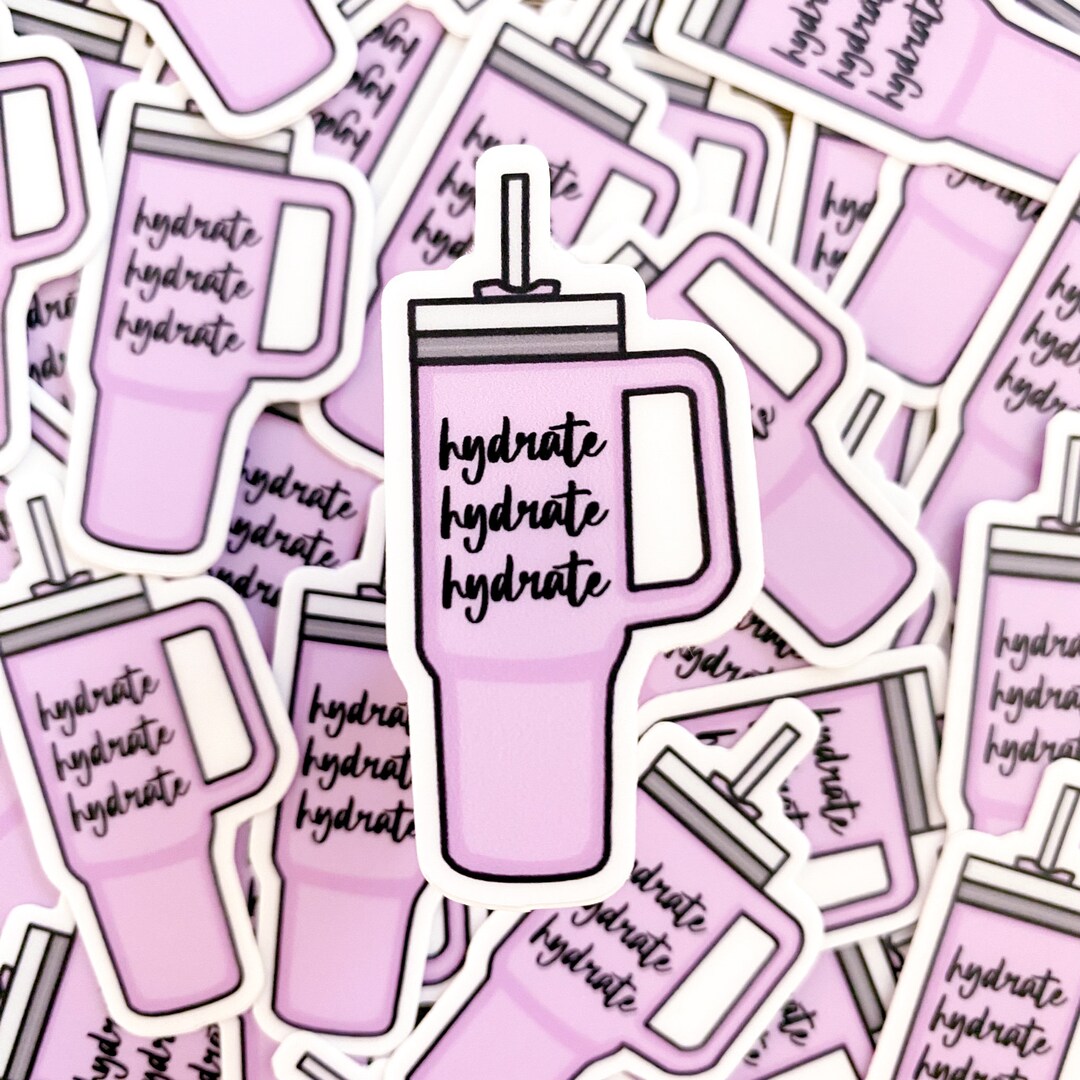 Purple Stanley Cup Hydrate Sticker, Cute and Fun Water-proof Stickers ...