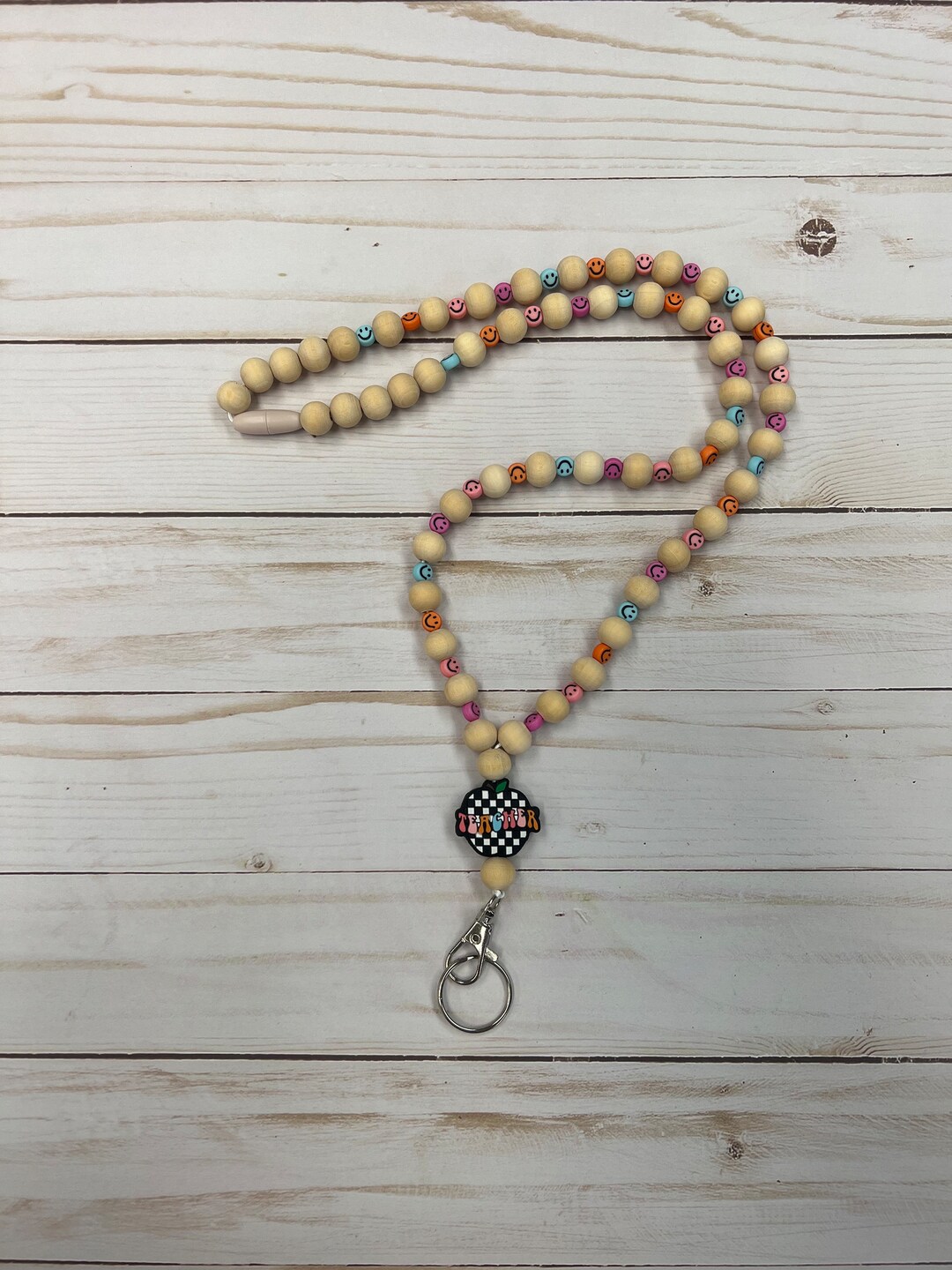 Retro Teacher Happy Face Lanyard / Teacher Lanyard / Teacher / Student ...
