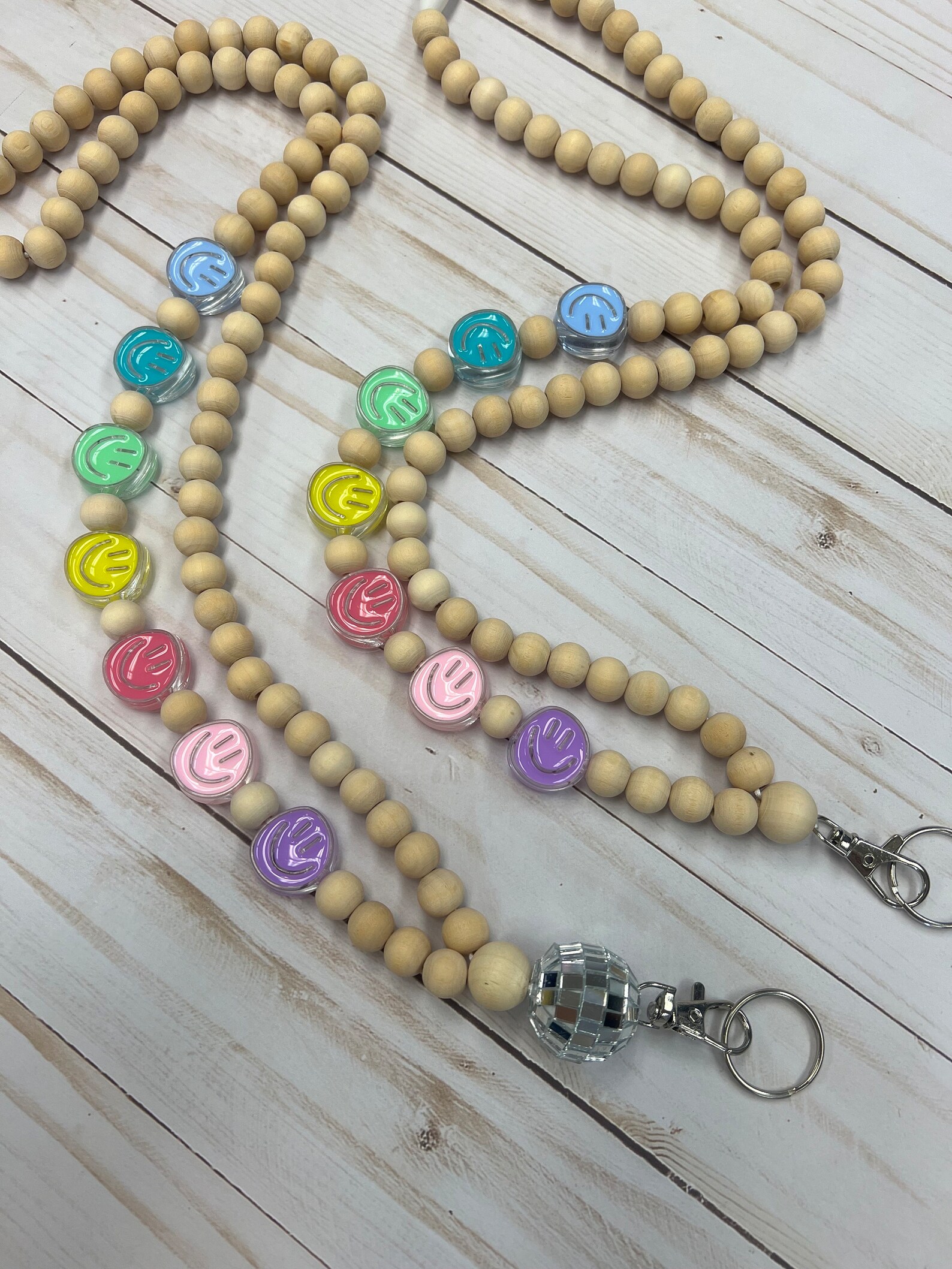 Happy Face Optional Disco Ball Lanyard / Teacher Lanyard / Teacher ...