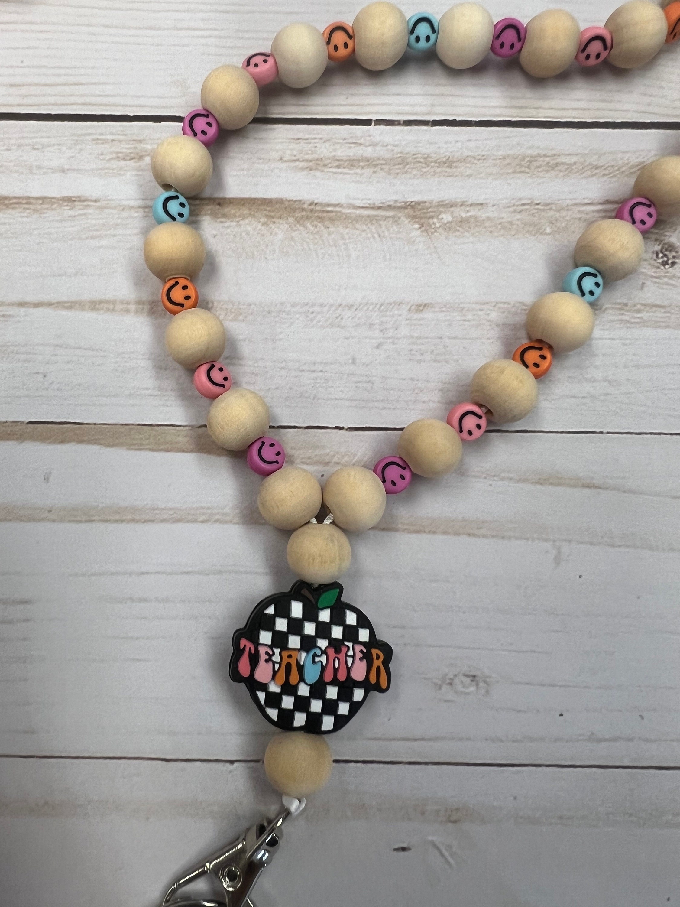 Retro Teacher Happy Face Lanyard / Teacher Lanyard / Teacher / Student ...