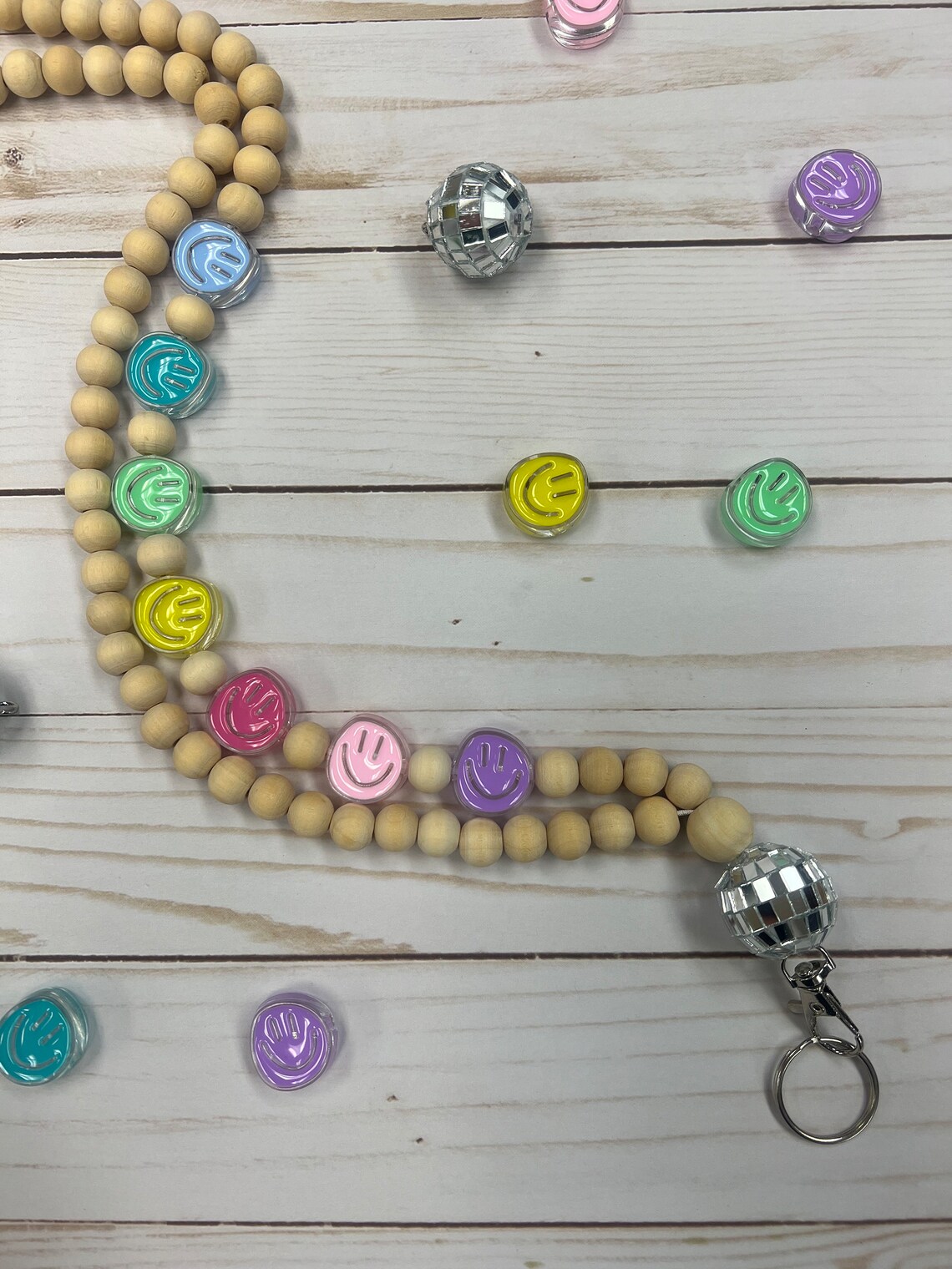 Happy Face Optional Disco Ball Lanyard / Teacher Lanyard / Teacher ...
