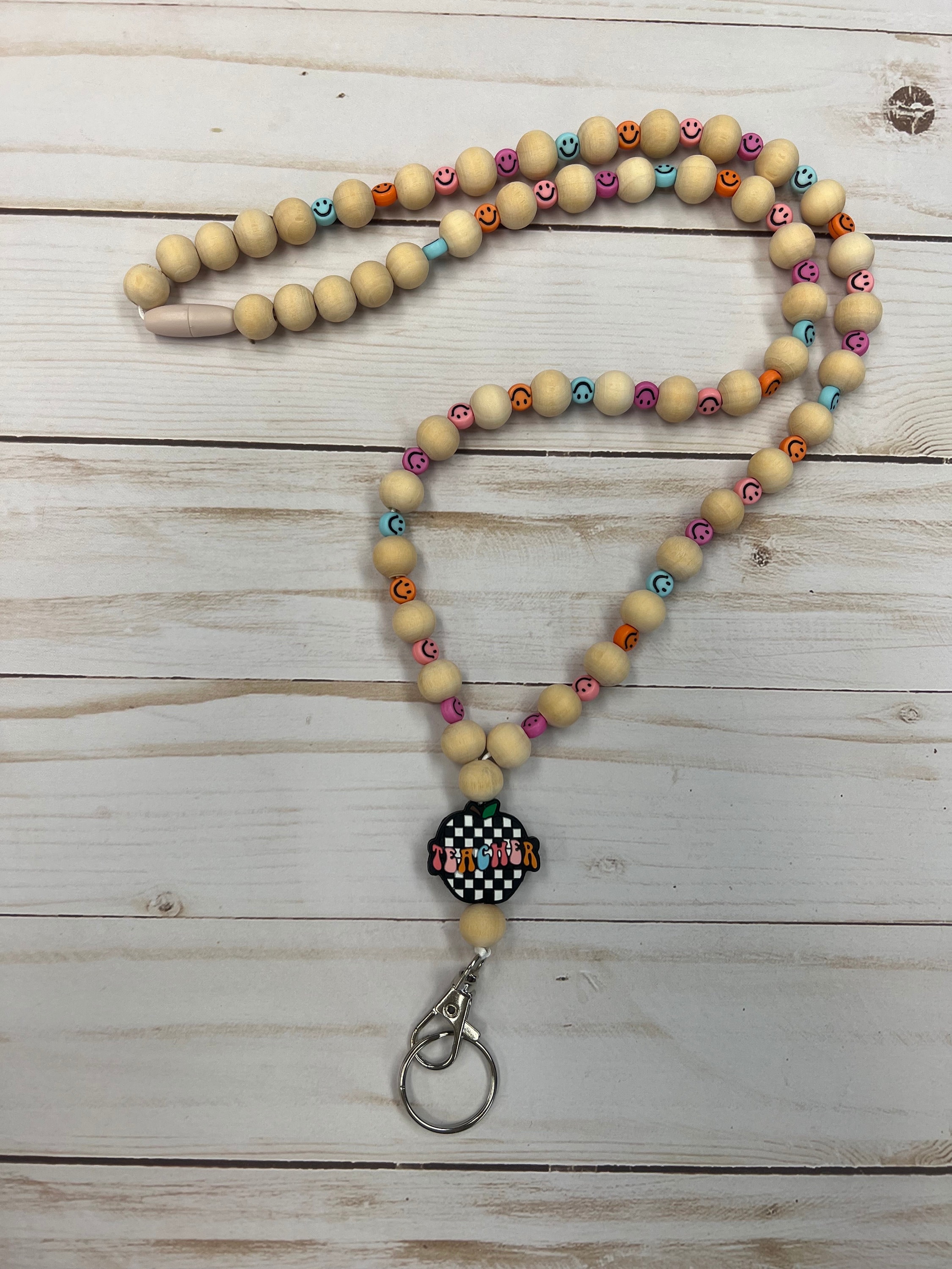 Retro Teacher Happy Face Lanyard / Teacher Lanyard / Teacher / Student ...