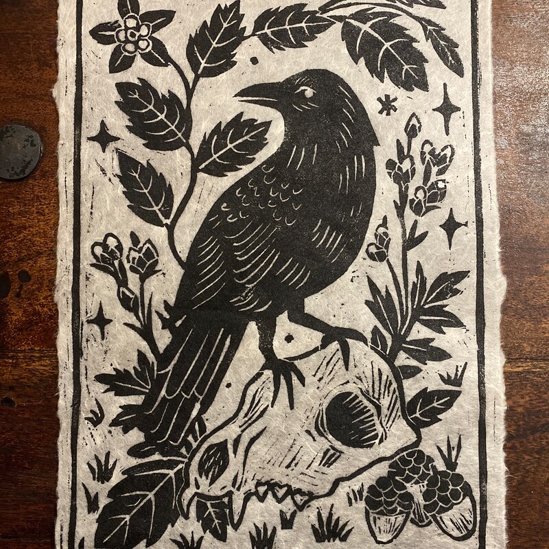 Crow Linocuts - Etsy