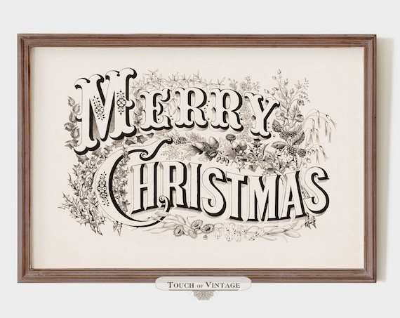 Printable Vintage Merry Christmas Banner Rustic Christmas - Etsy