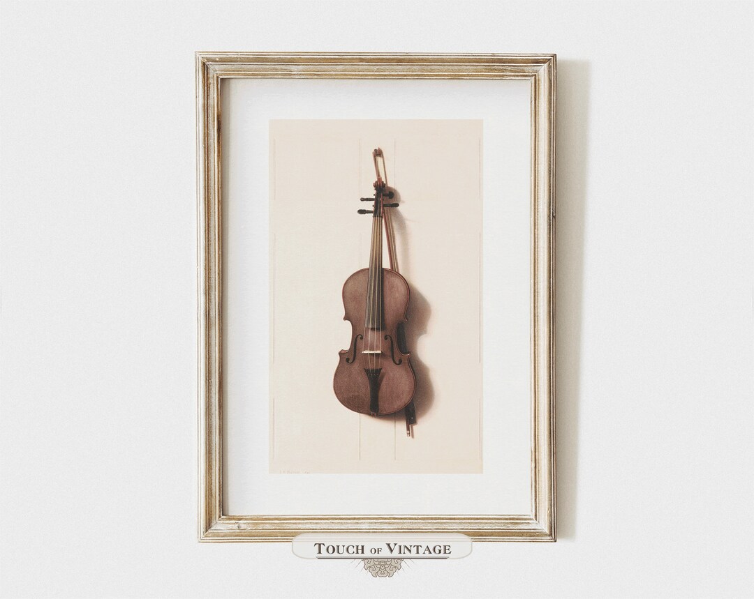 Printable Vintage Painting of a Violin, Neutral Rustic Home Decor ...