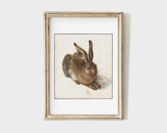 Printable Vintage Rabbit Drawing Minimalist Antique Animal | Etsy