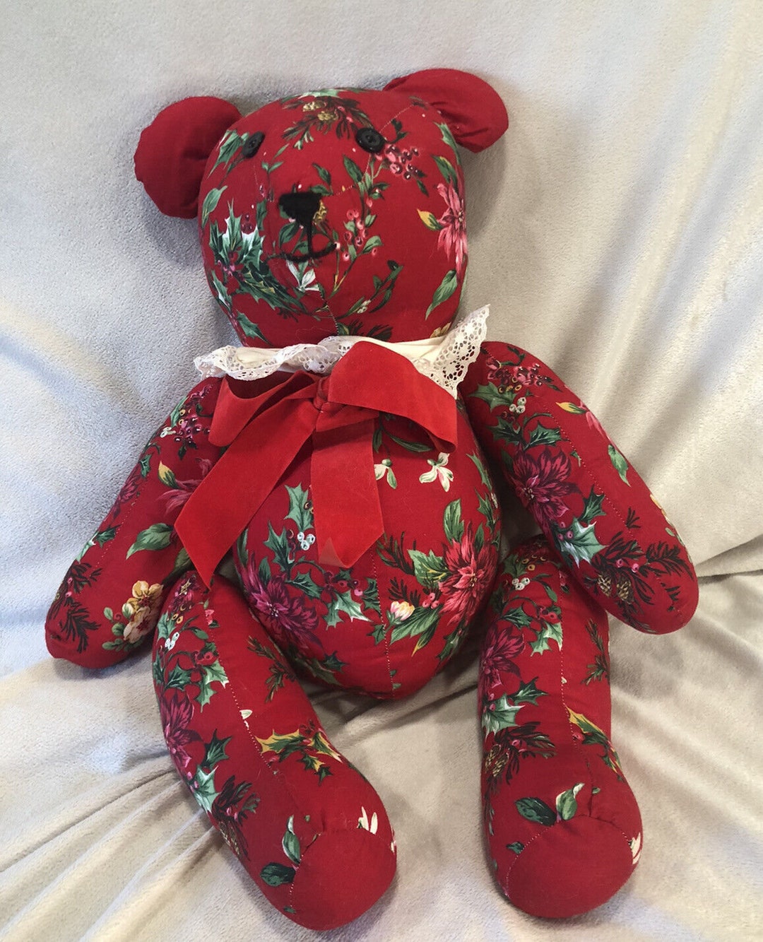 Custom Homemade Teddy Bear Christmas Theme With Red Bow 19” - Etsy