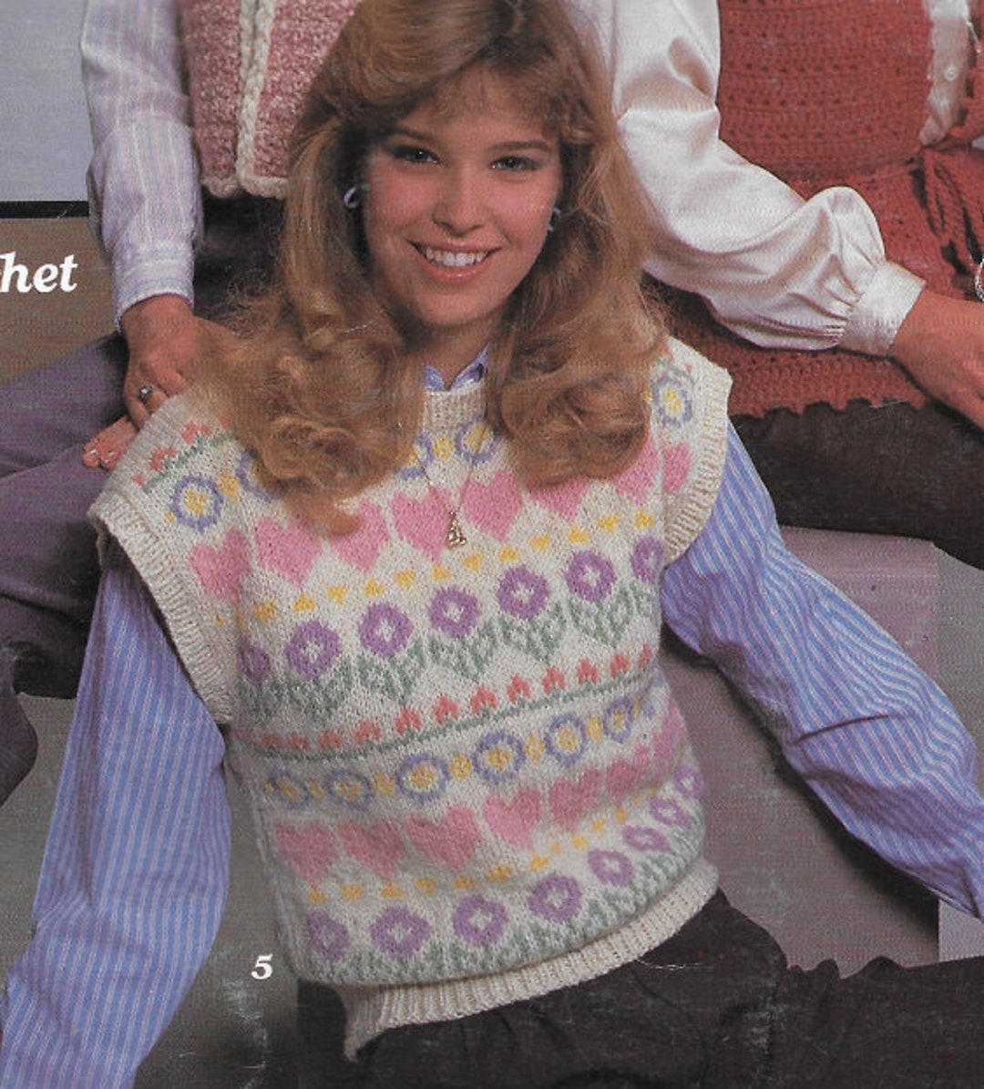Vintage Knit Patterned Vest (1984) - Etsy