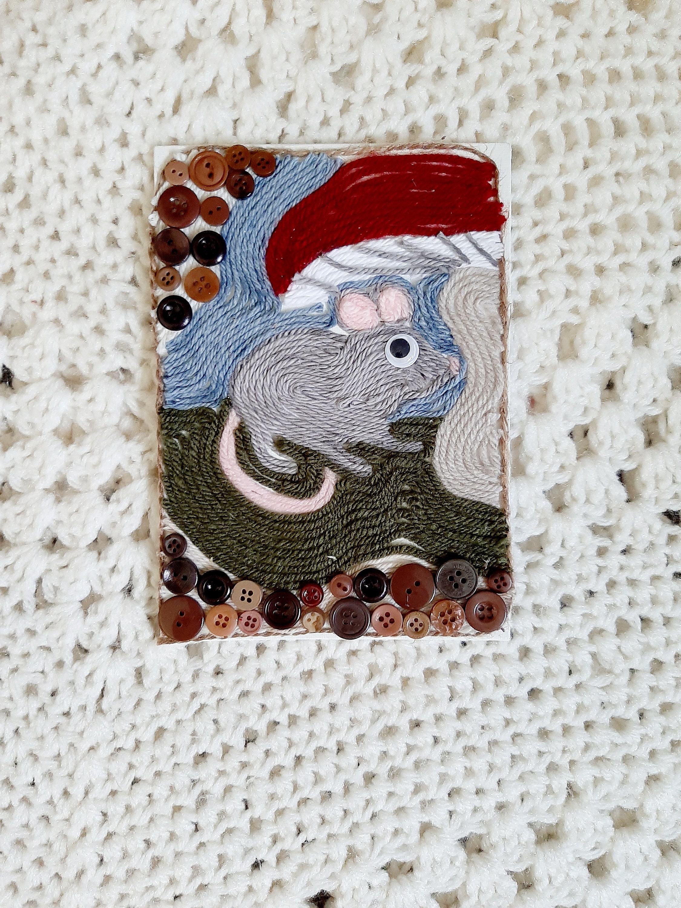 Maus mit Einem Pilz Wandbehang Maus Kunst Boho Kunst Garn | Etsy