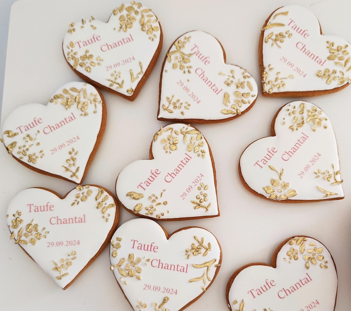 5 Cookies Wedding Names and Date Biscuit Cookie Heart Shaped Sugar ...