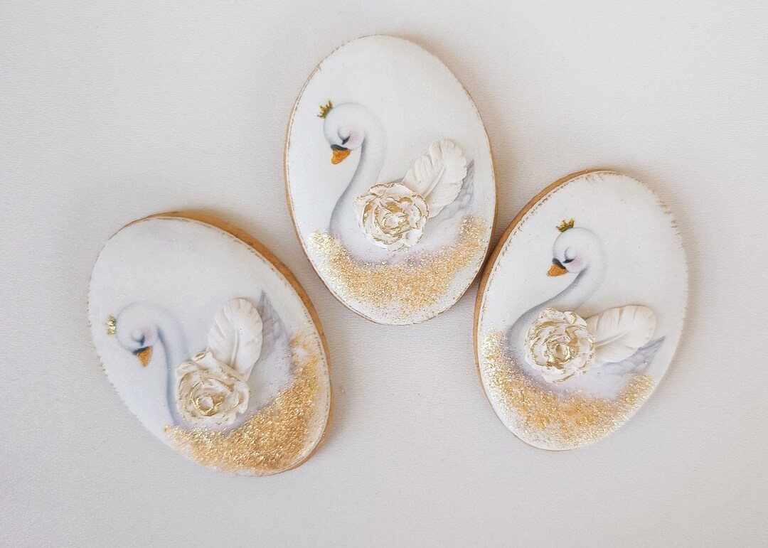 Set of 10 Cookies Swan Cookie Cookies Edible Swan Gingerbread Swan ...