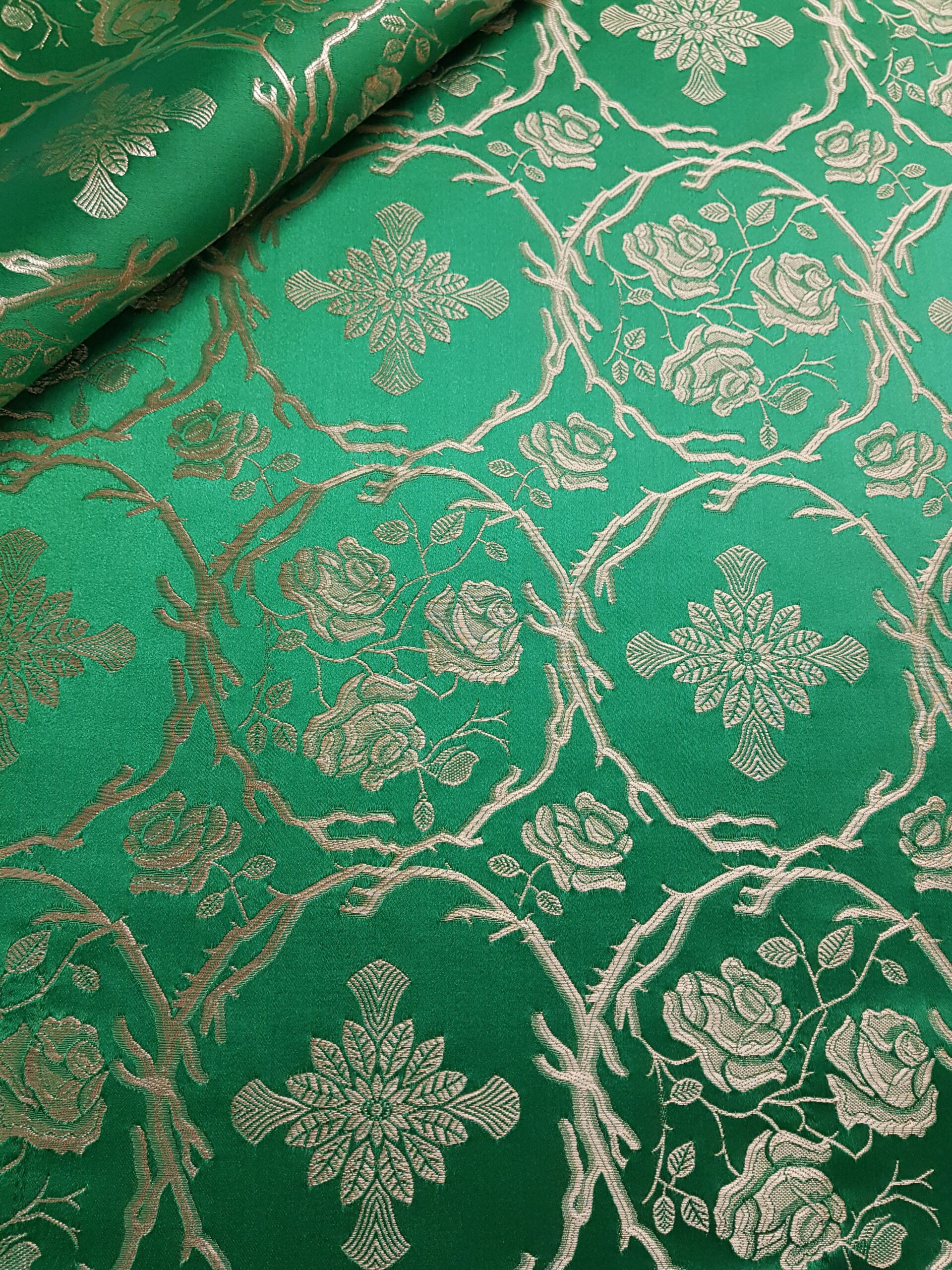 Floral Brocade, Church Fabrics, Liturgical Fabrics, Vestments, Metallic ...
